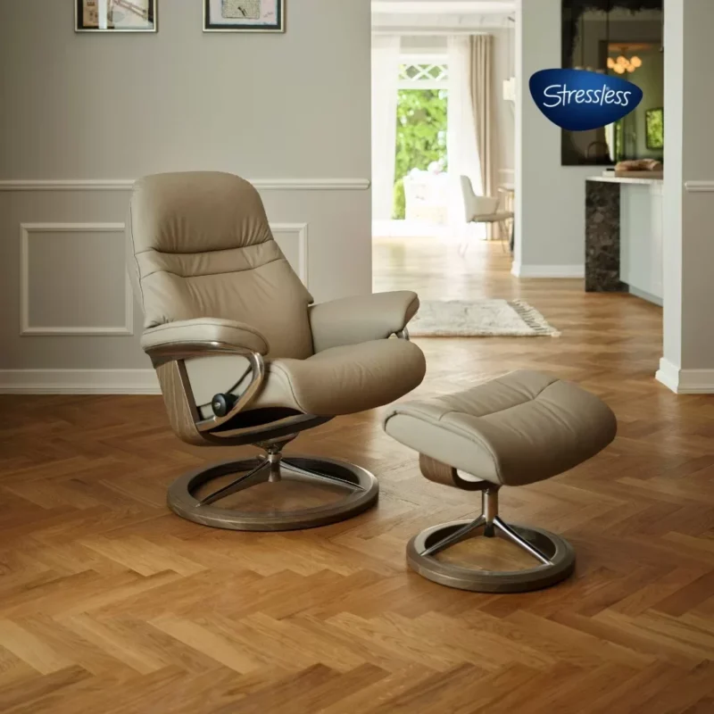 Stressless Sunrise Recliner Signature Base with Footstool | Easyliving